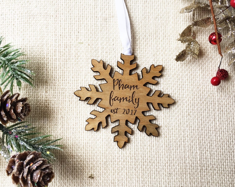 Personalized Wooden Snowflake Ornament Laser Cut and | Etsy