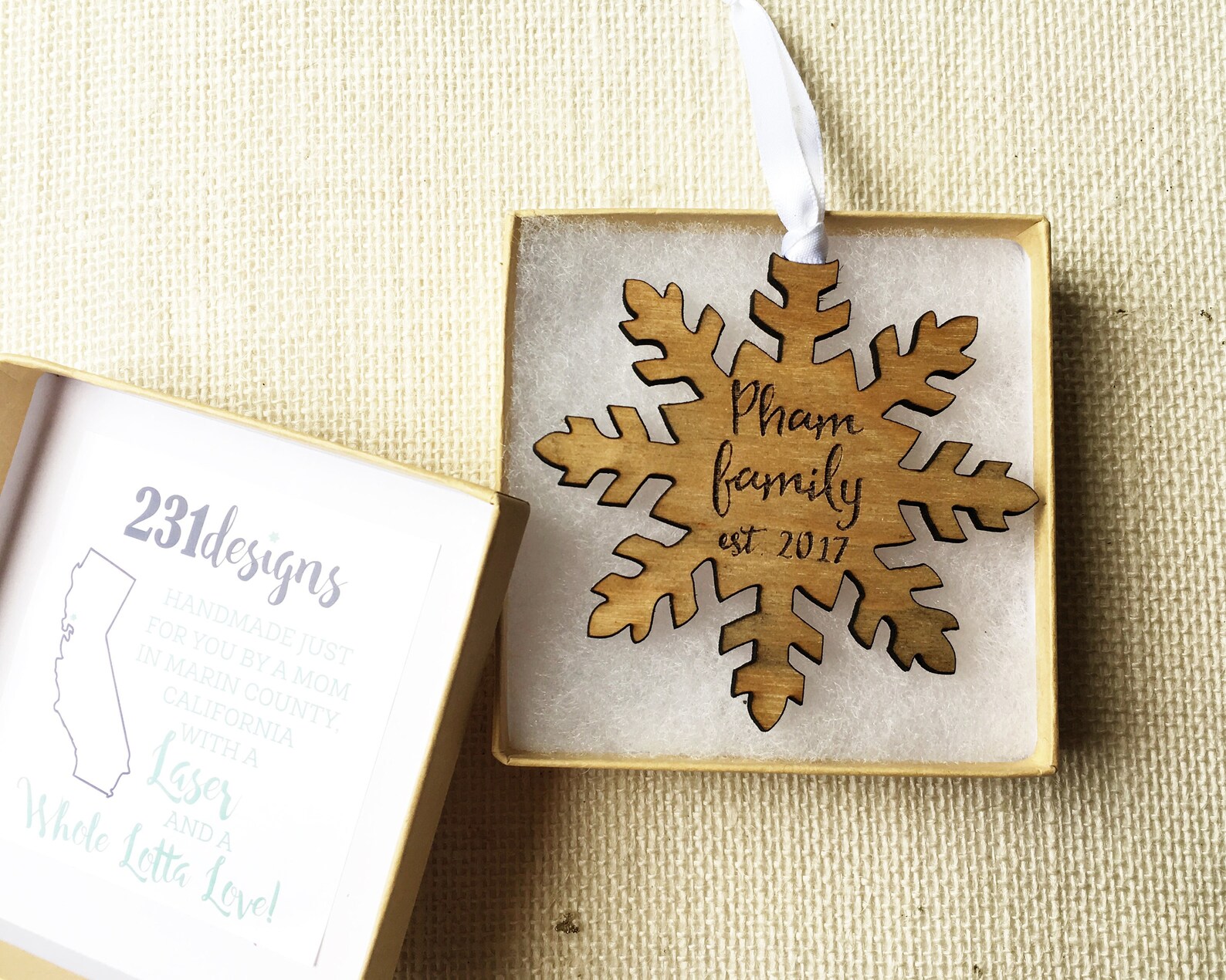 Personalized Wooden Snowflake Ornament Laser Cut and | Etsy