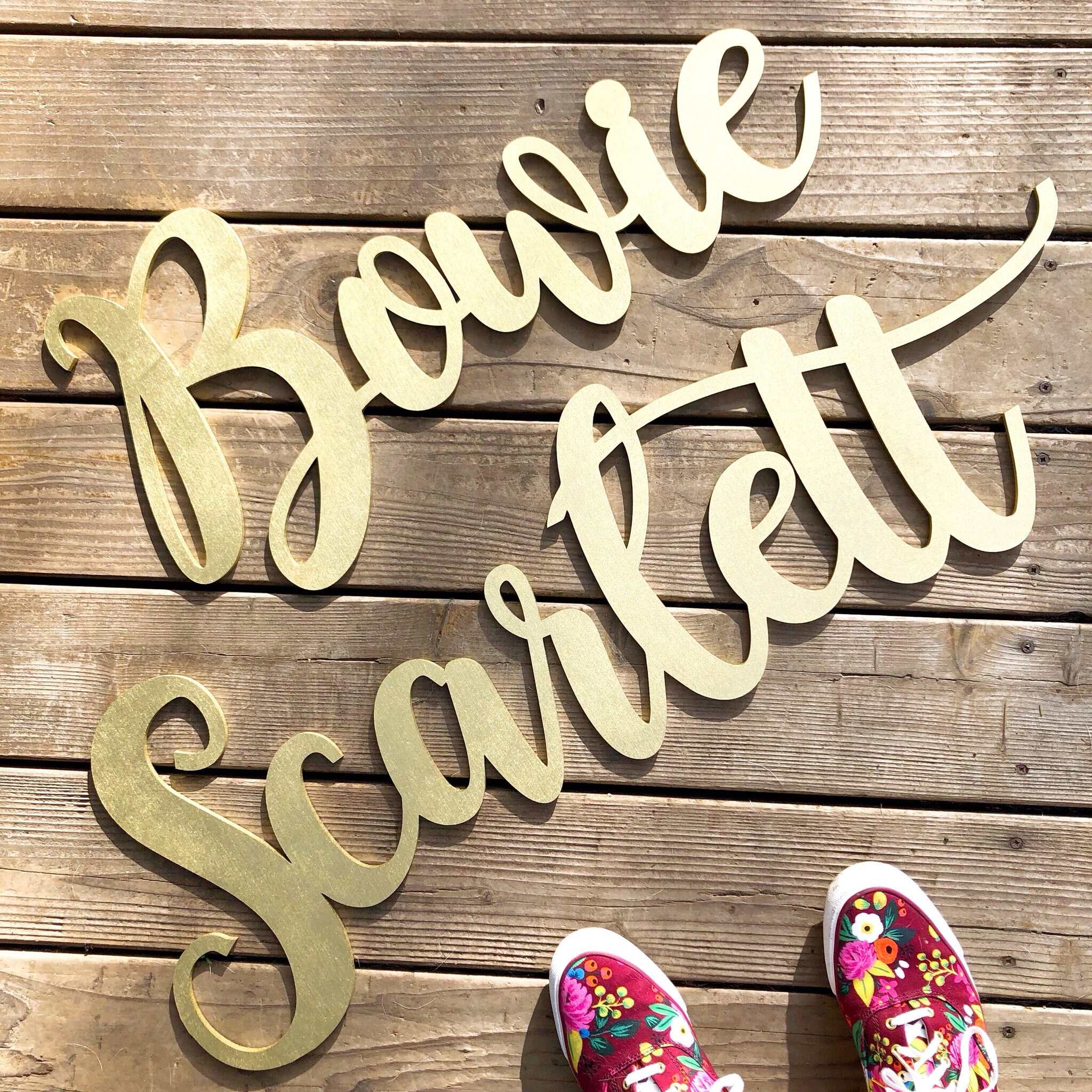 Personalized Cutout Calligraphy Name Signs - Two Names - Girl's Room ...