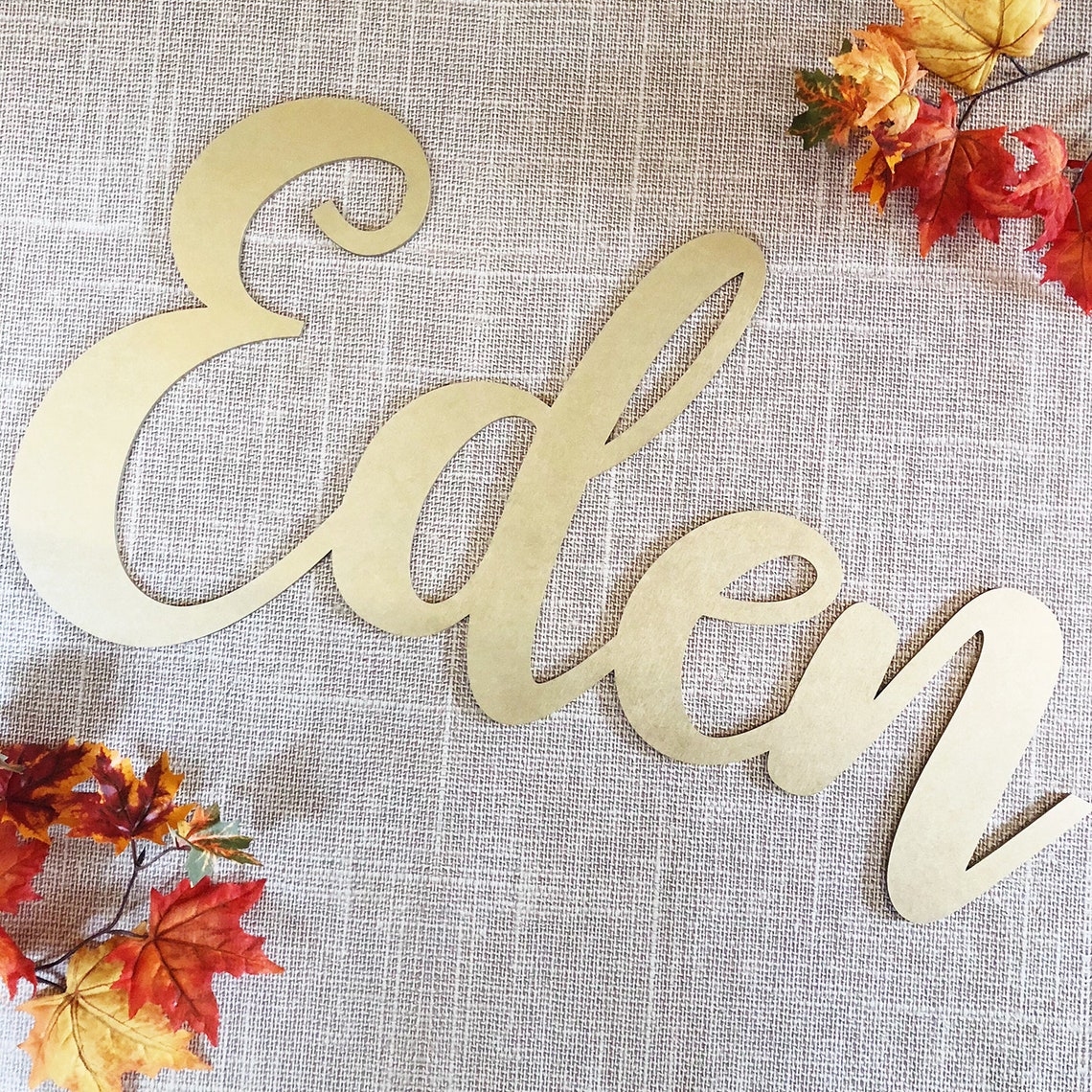 Champagne Gold Name Sign - Personalized Cutout Calligraphy Name Sign ...