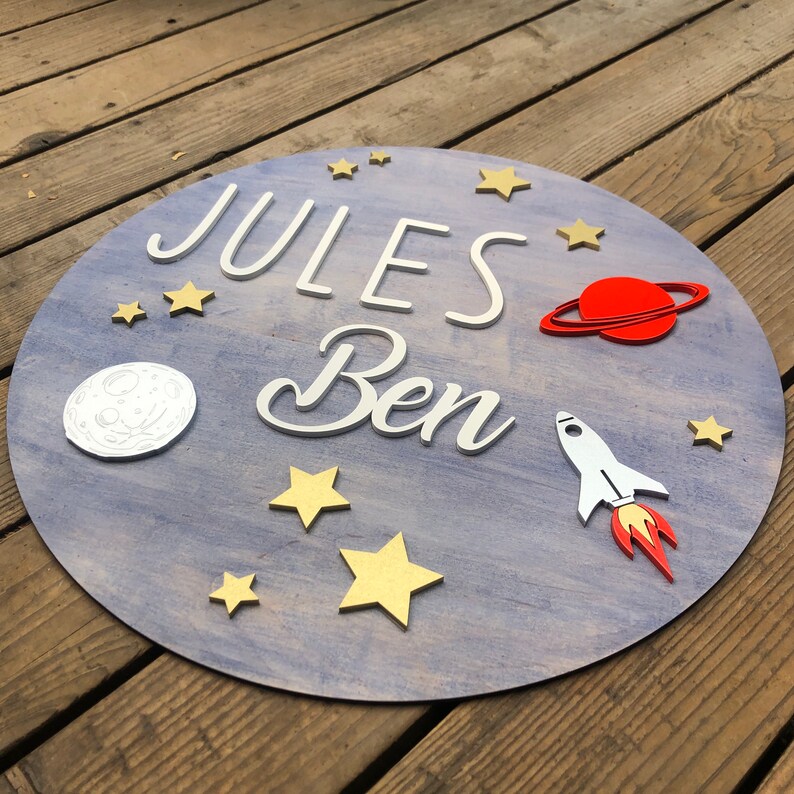 Space Theme Name Sign, 3D Nursery Name Sign, Outer Space, Rocket Ship ...