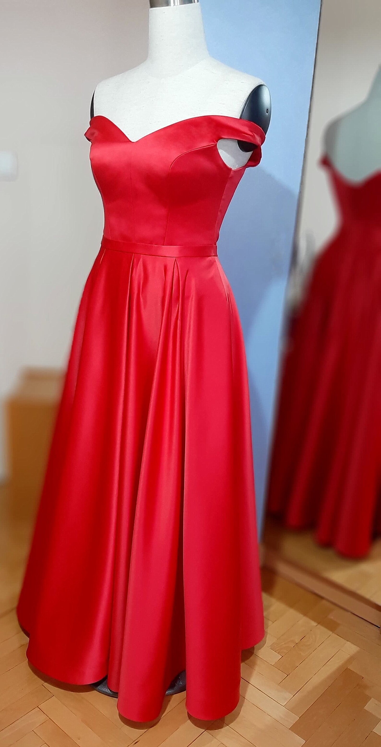 Red Satin Dress, Wedding Dress Style, Bachelorette Dress, Prom Dress ...