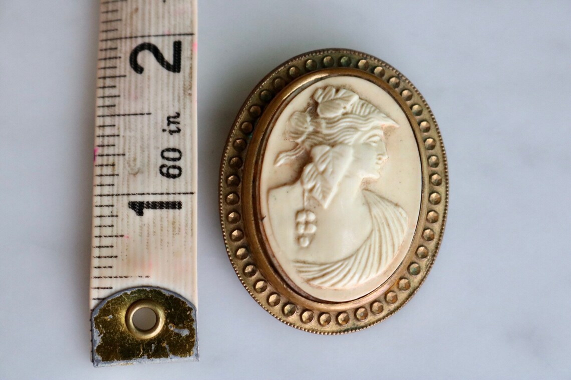 Antique Embossed Celluloid Cameo in Embossed Metal Frame - Etsy