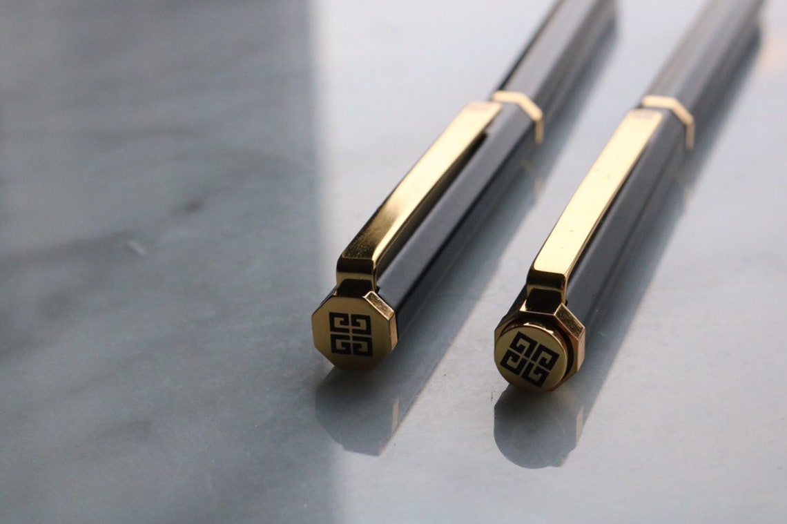Black Givenchy Pen and Mechanical Pencil Set With Black Leather Case - Etsy