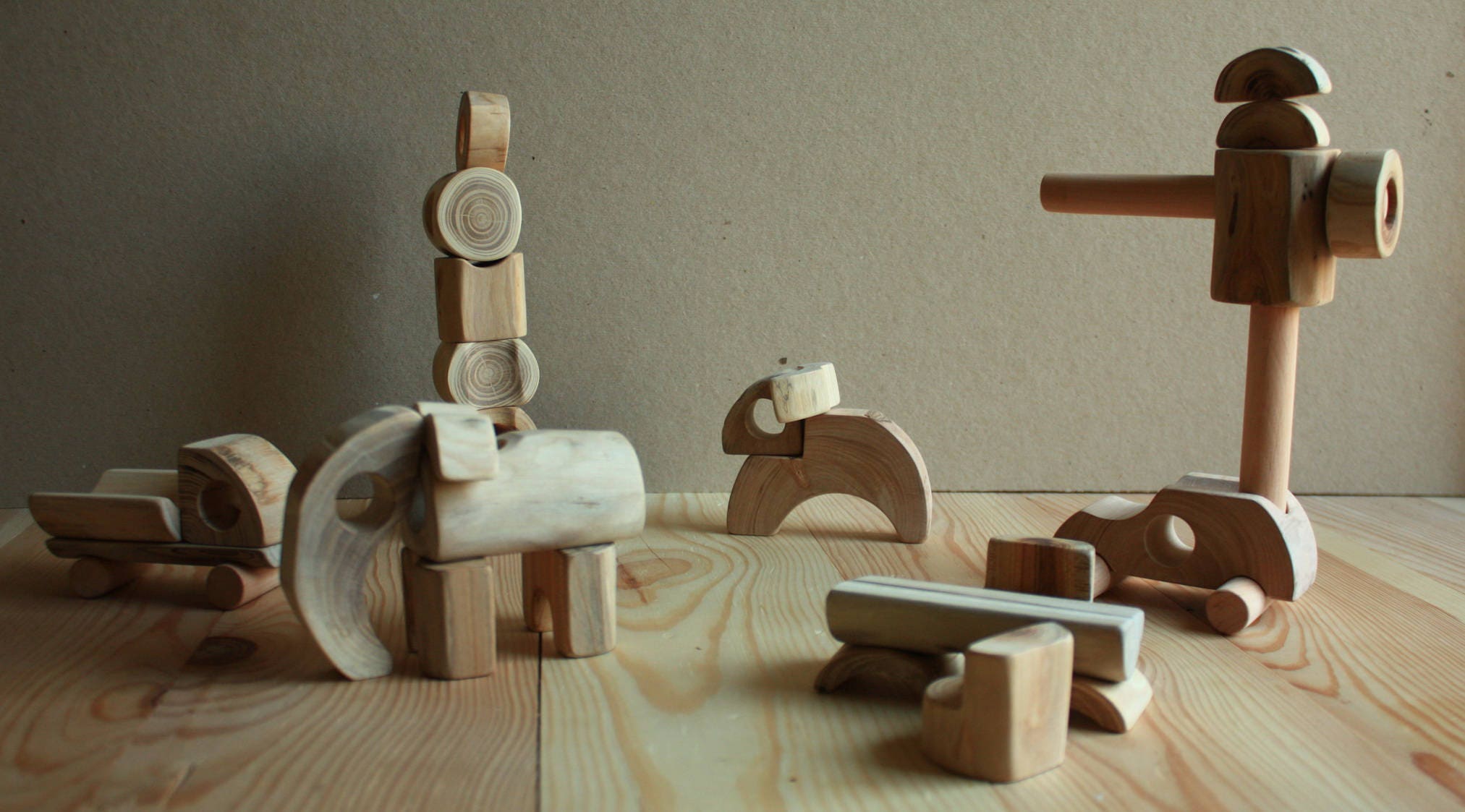 Wooden blocksForest building kit/wood construction set | Etsy