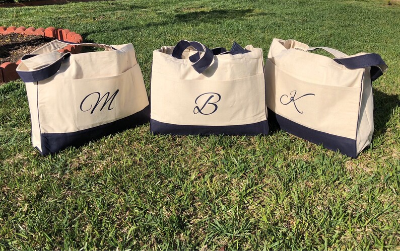 Monogrammed Canvas Totes Custom Tote With Initials | Etsy