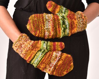 MADE TO ORDER Thrummed Mittens Hand Knit Grey and White Wool | Etsy