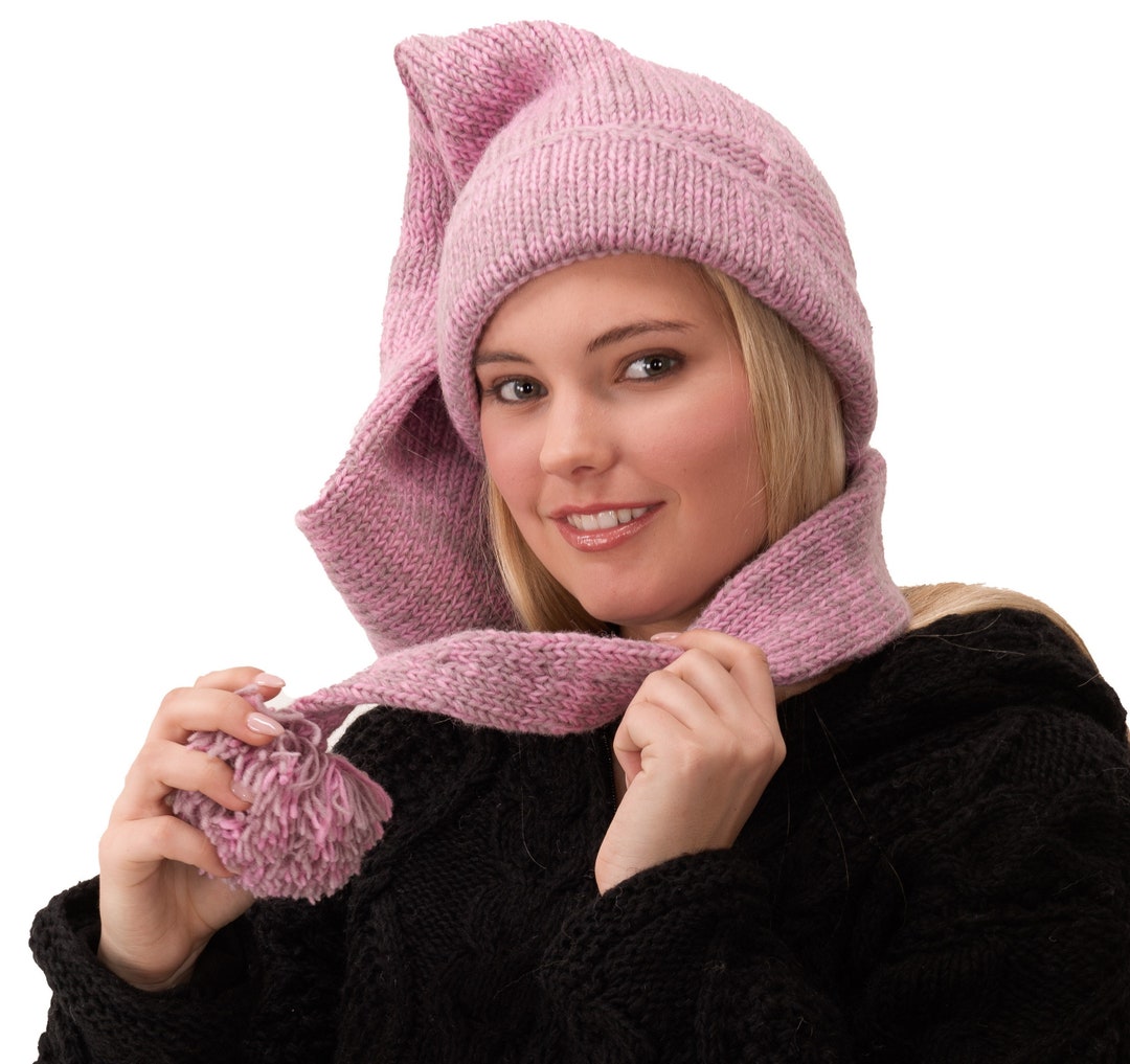 Hand Made 100% Merino Wool Long Tail Stocking Scarves Hat - Etsy