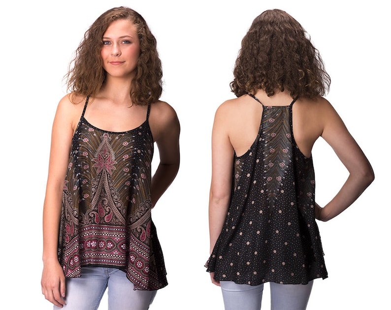 Peacock Print Cami Top Hippie Top Boho Cami Top Bohemian - Etsy