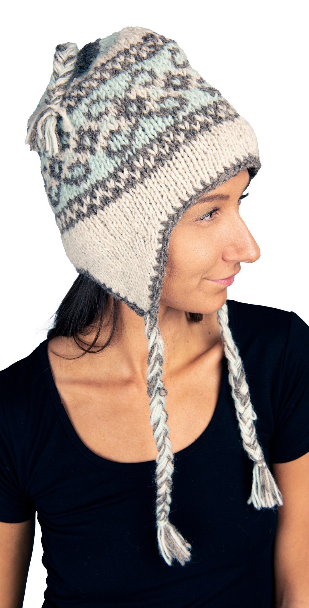 Hand Knitted Merino Wool Chullo Hat: Fleece Lined Earflap Cap - Etsy