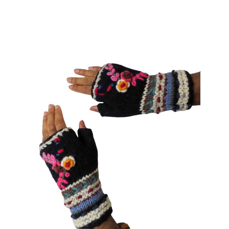 Hippy Fingerless Mittens - Etsy