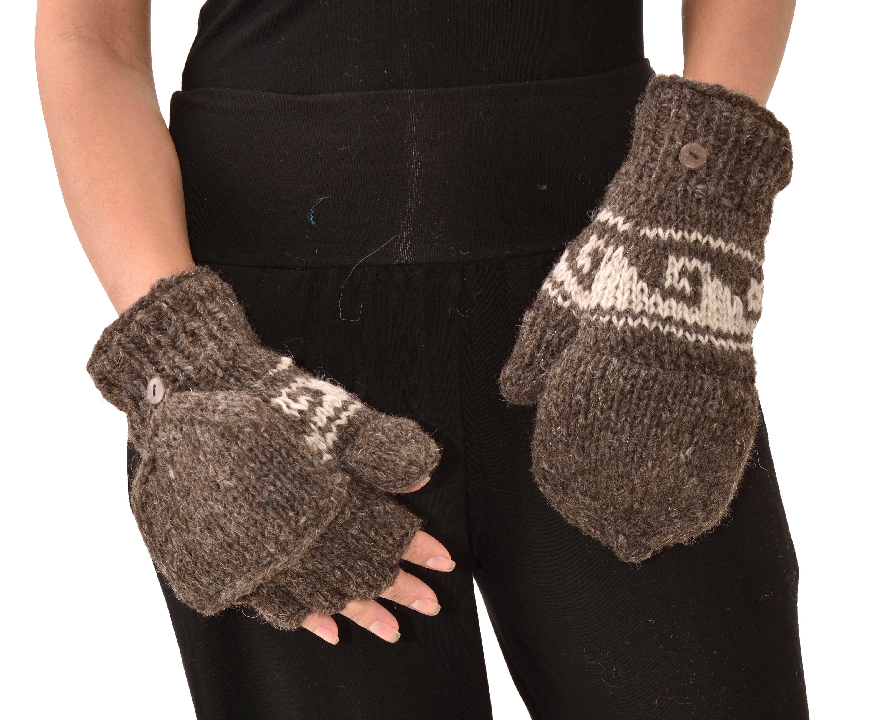 Hand Knit Wool Glittens: Polar Fleece Lined Convertible Mittens - Etsy