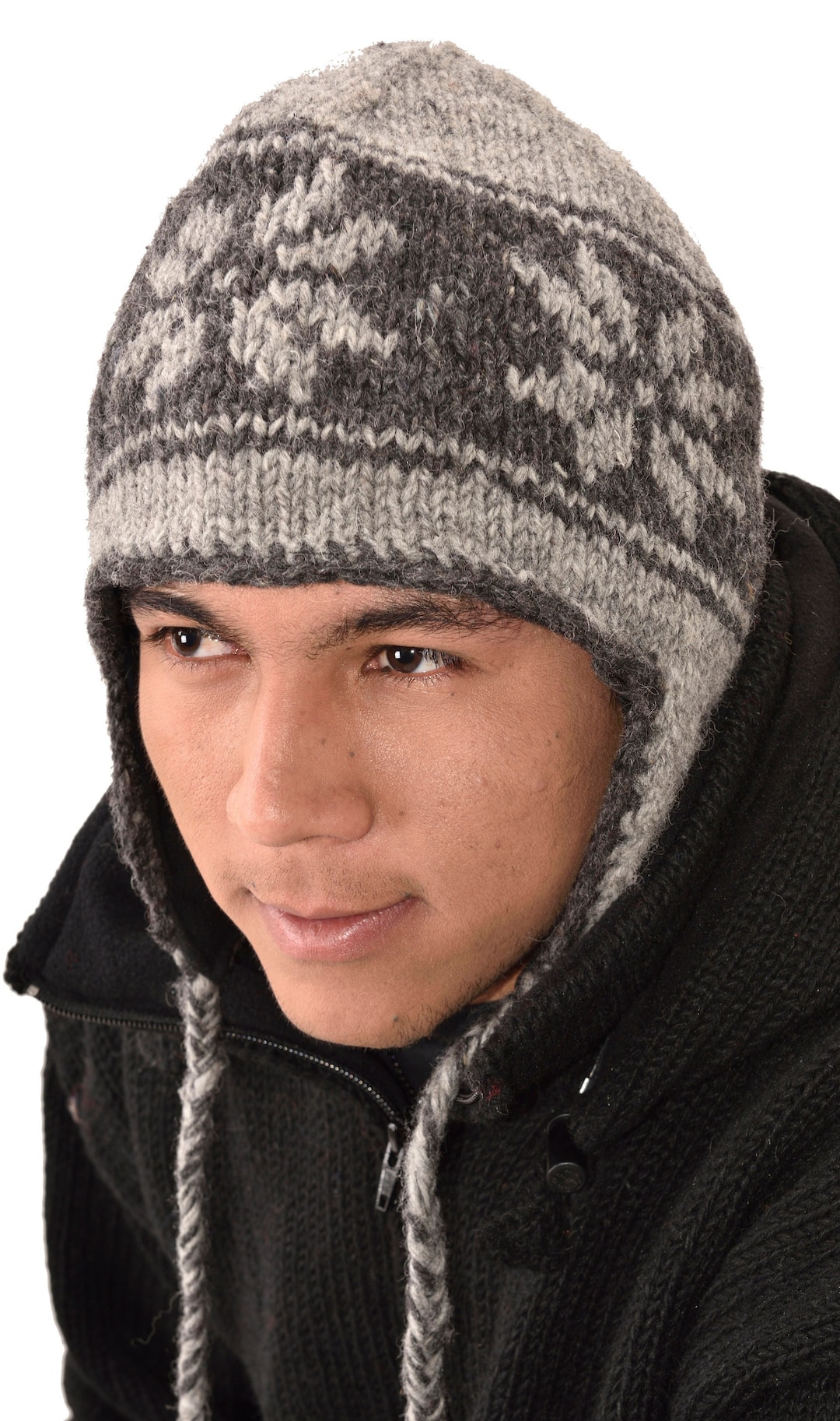 Hand Knitted 100% Merino Wool Snowboard Earflap Ski Peru Chullo Hat ...