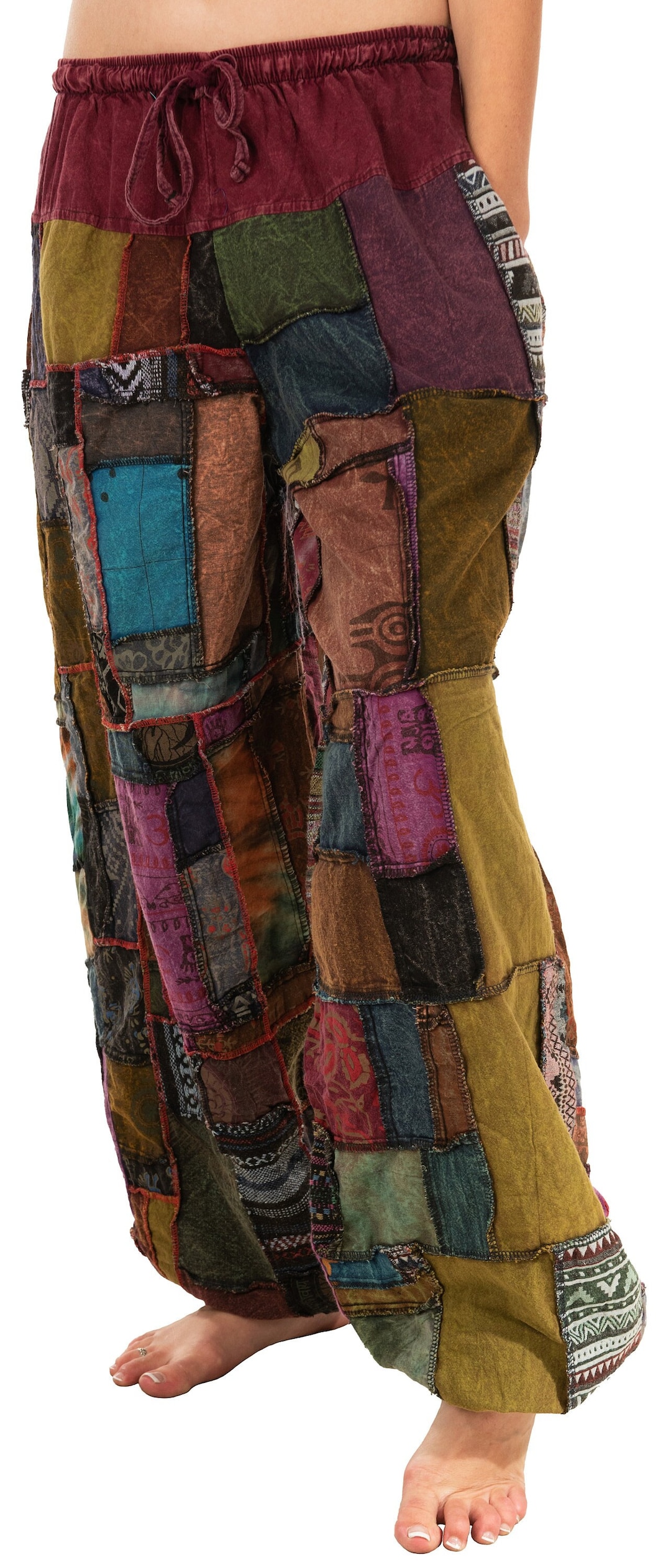Pants Patchwork Cotton Harem Pants With Pockets Hippie Pants Patchwork ...