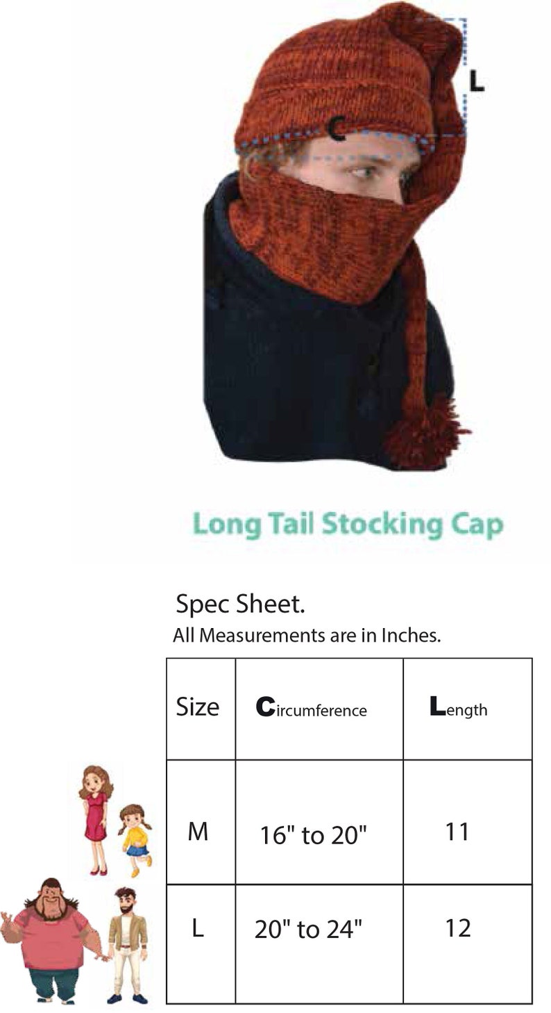 Hand-knitted Merino Wool Long Tail Hat: Fleece Lined Scarf Combo - Etsy