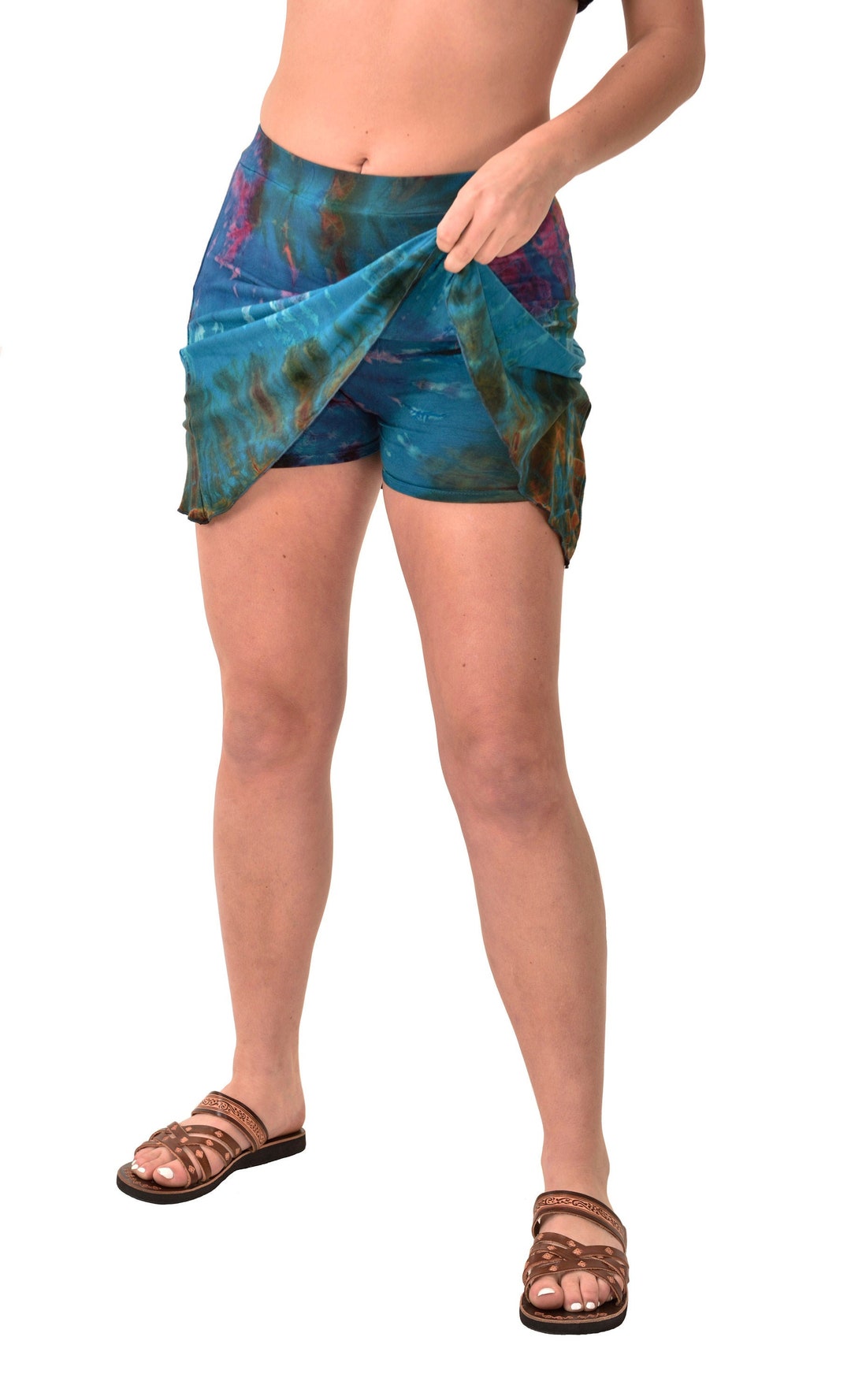 Skort Mini Shorts and Skirt Combo Hand Painted Reverse Tie Dye Mudmee ...