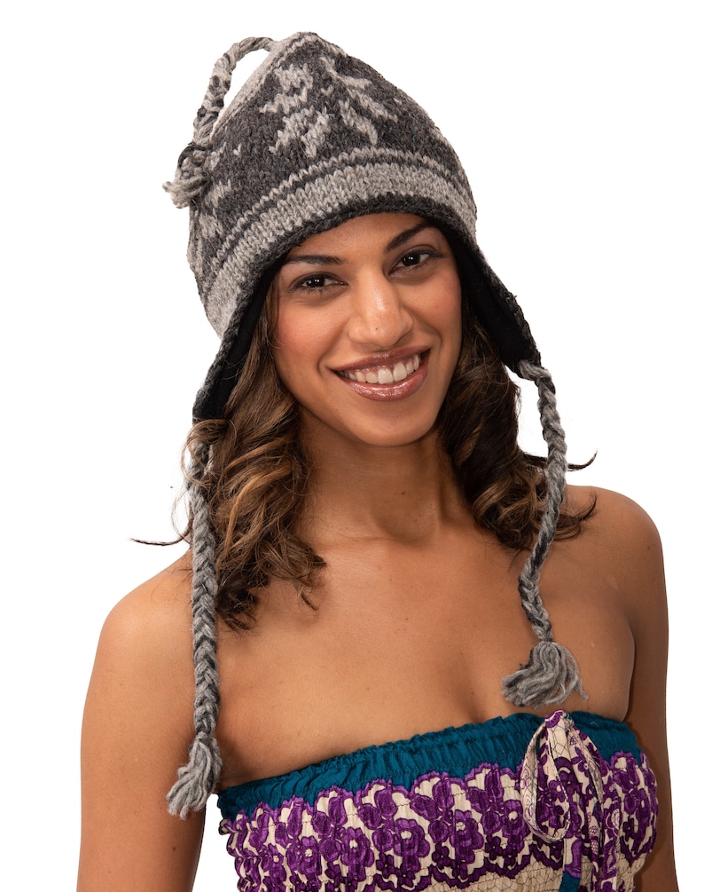 Hand Knitted Merino Wool Chullo Hat: Polar Fleece Lined Earflap Cap - Etsy