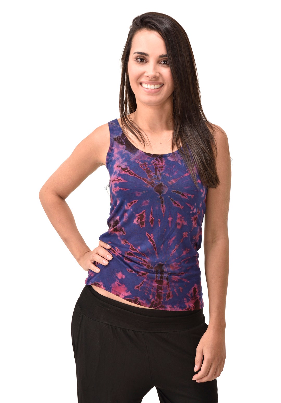 Top Tank Reverse Mudmee Ikat Style Tie Dye on High End Spandex Rayon ...