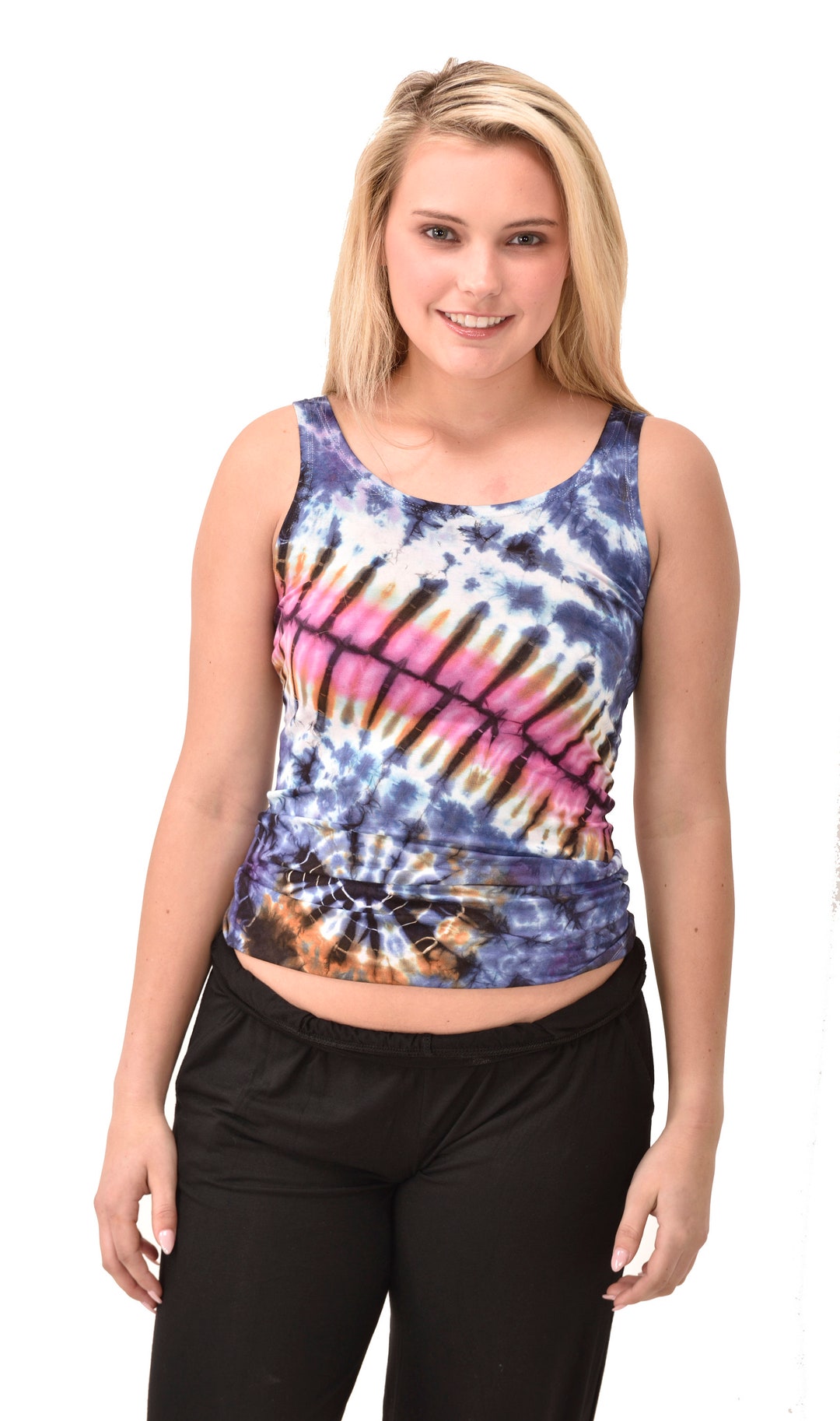 Mudmee Ikat Tie Dye Tank Top: Rayon Spandex Blend, Bohemian Blouse - Etsy