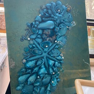 Shell Resin Art on Canvas - Etsy