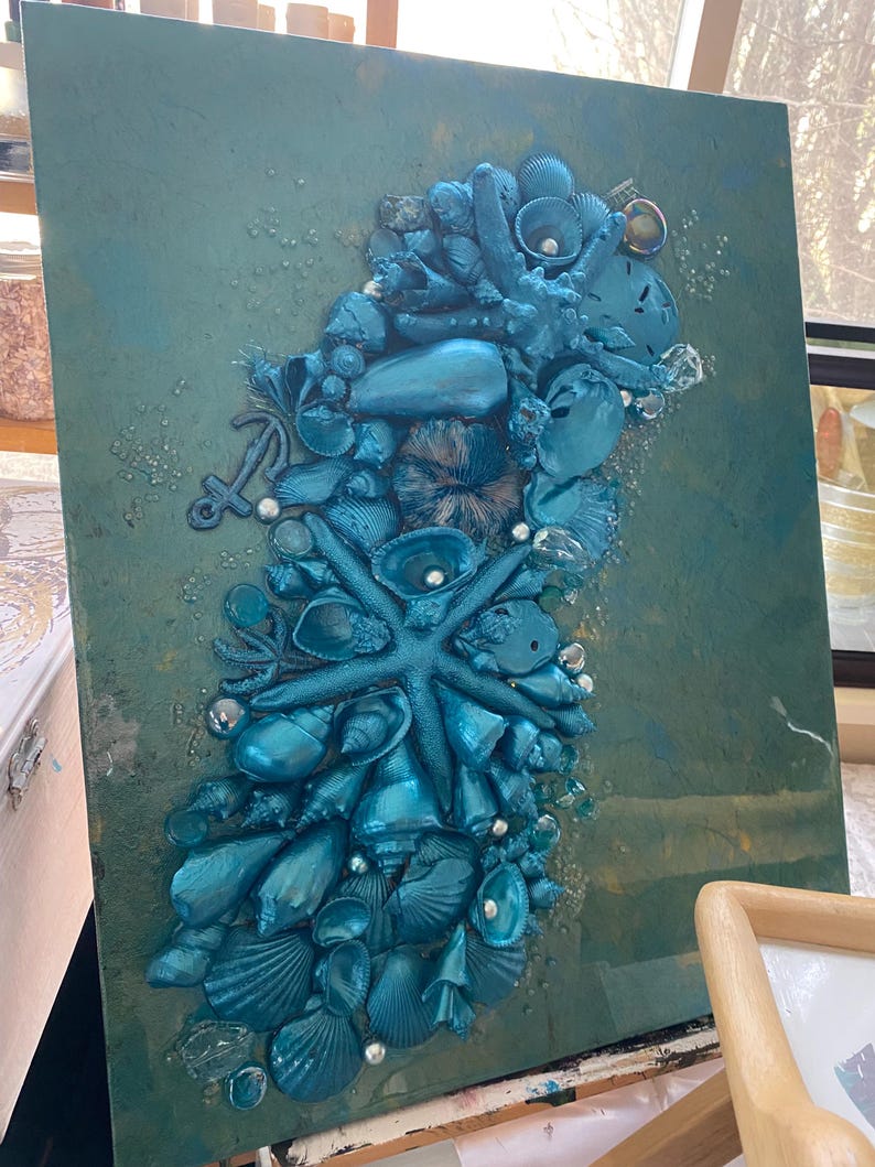 Shell Resin Art on Canvas - Etsy