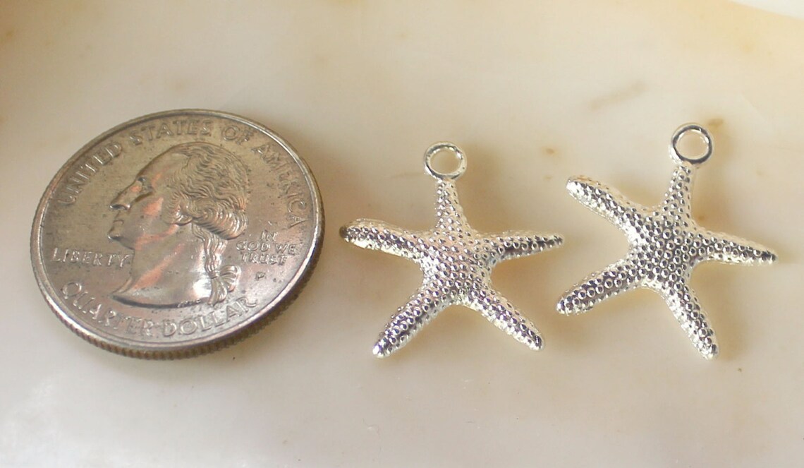 20/50/100 PCS Bright Silver Textured Starfish Charms 20x19mm - Etsy