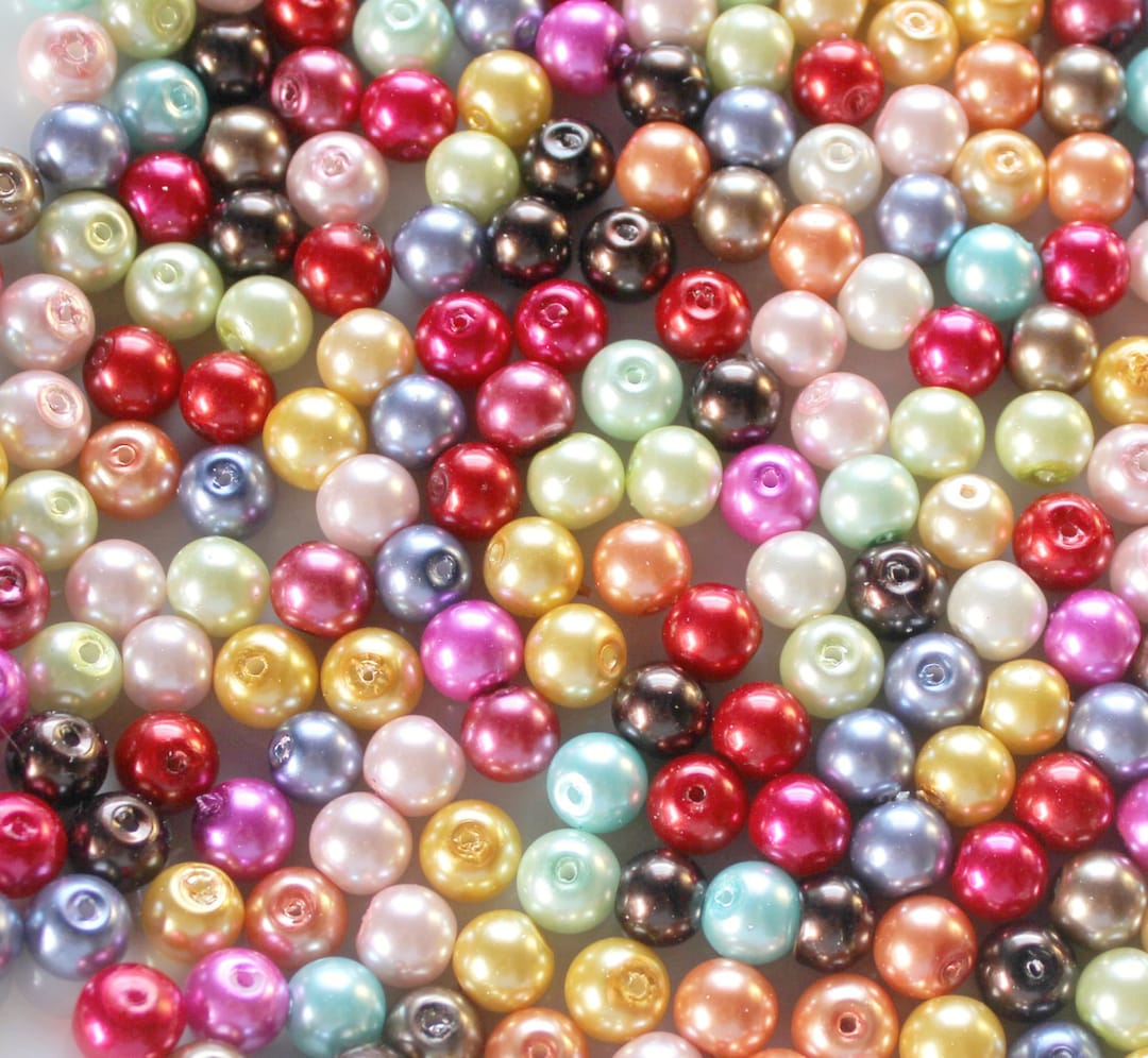 125 Pcs Glass 8mm Assorted Pearl Beads - Etsy