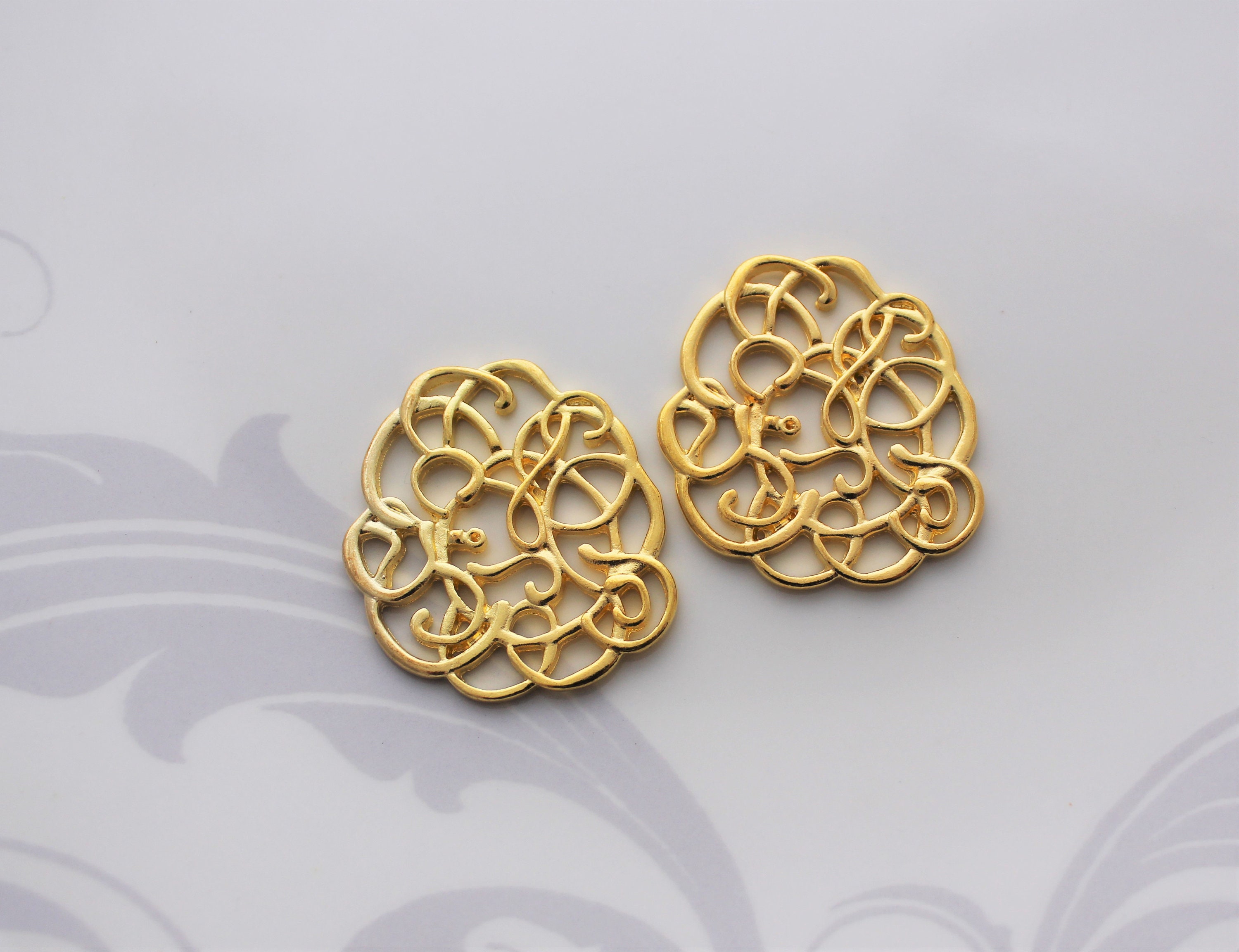 10/20/50 PCS Bright Gold Lacey Scroll Knot Connector Charms - Etsy