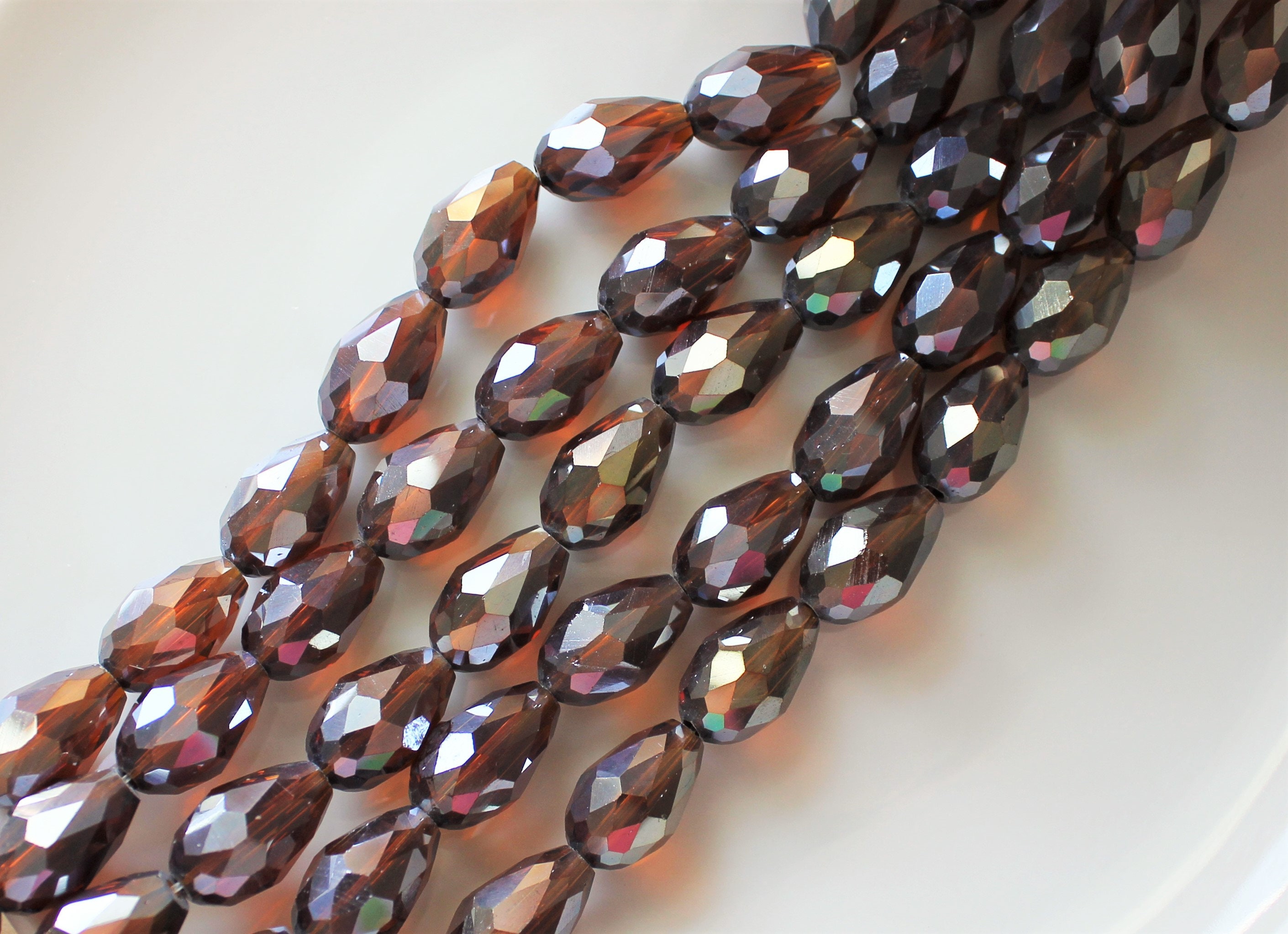 10/20/50 Pcs Iridescent Topaz and Metallic Gold Faceted Glass - Etsy