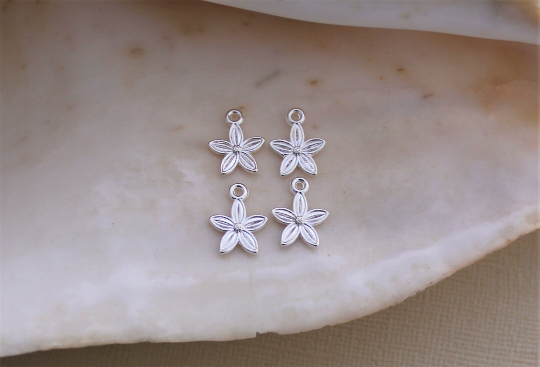 20/40/80 PCS Bright Silver Flower Charms - 14x11mm Lead and Cadmium ...