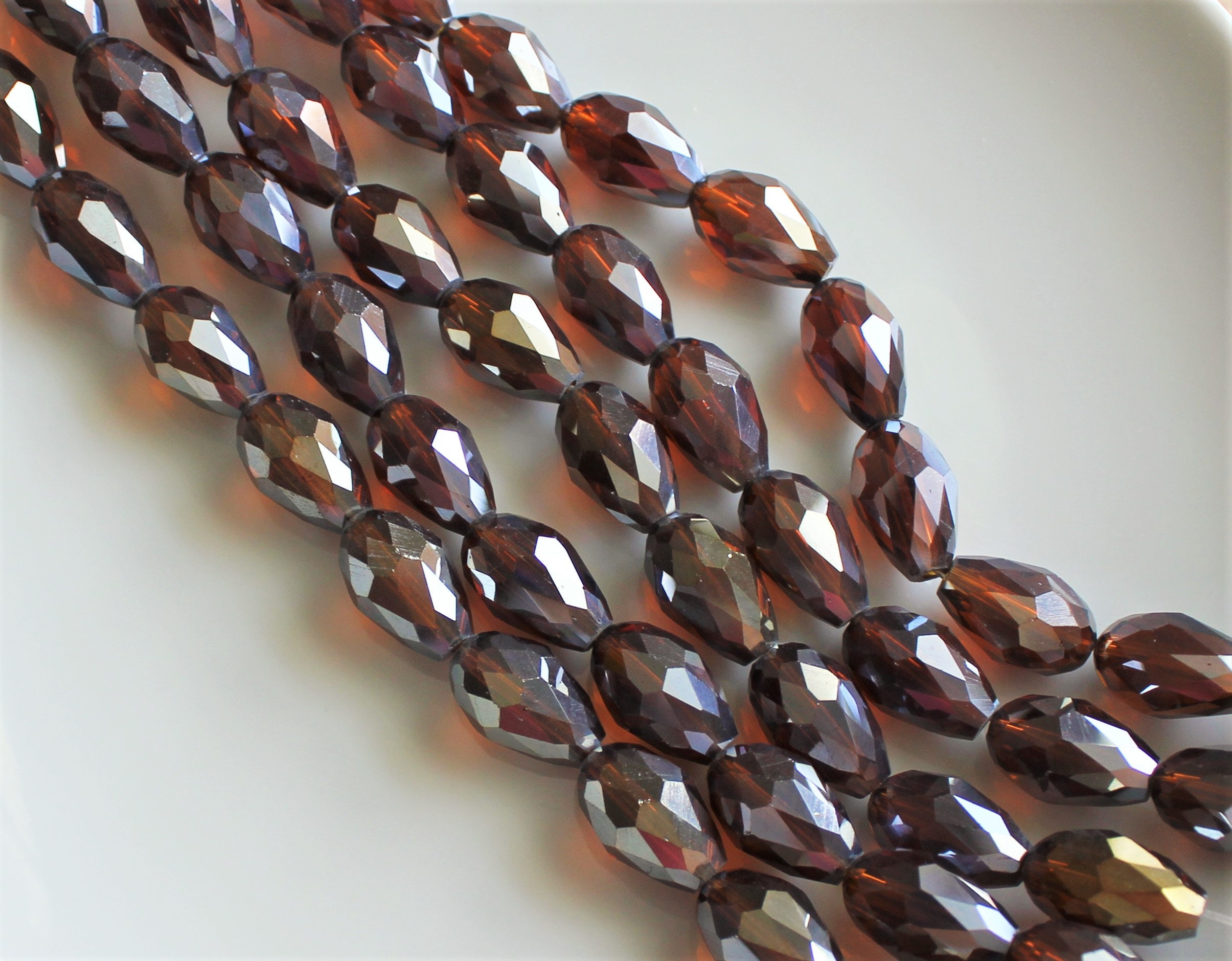 10/20/50 Pcs Iridescent Topaz and Metallic Gold Faceted Glass - Etsy