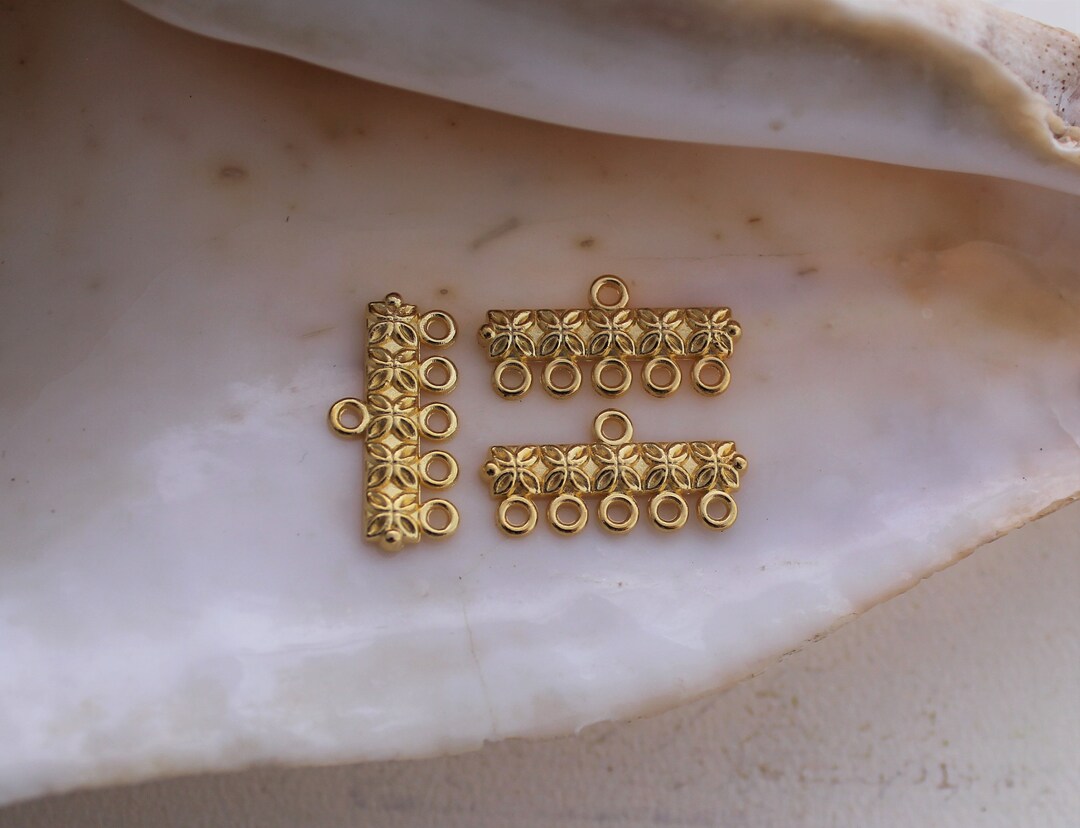 10/20/50 Pcs Bright Gold 5 Loop Bar Connector Charms - 25x12mm Lead ...
