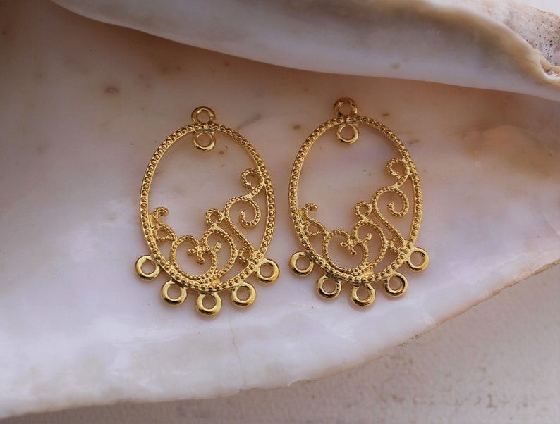 10/20/50 piezas de oro brillante filigrana ovalar barra de | Etsy