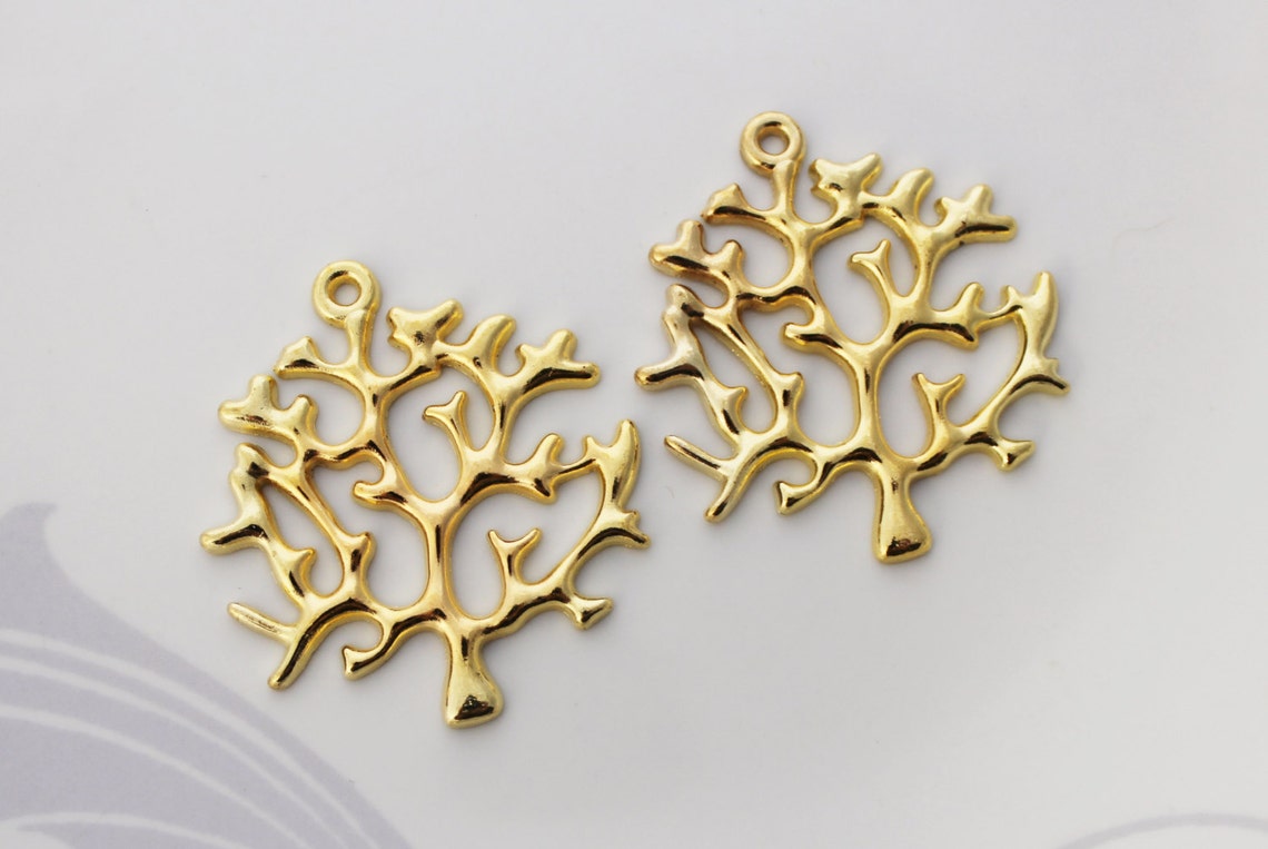 2/4/6 PCS Bright Gold Tree Outline Charms 45x40mm Lead | Etsy