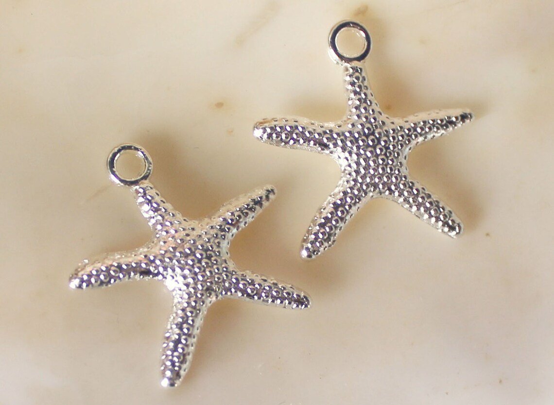 20/50/100 PCS Bright Silver Textured Starfish Charms 20x19mm - Etsy