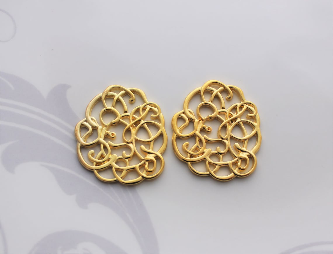 10/20/50 PCS Bright Gold Lacey Scroll Knot Connector Charms - Etsy