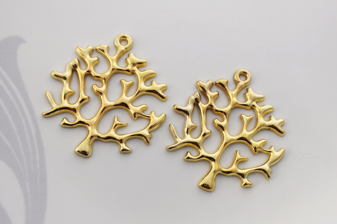 2/4/6 PCS Bright Gold Tree Outline Charms 45x40mm Lead | Etsy