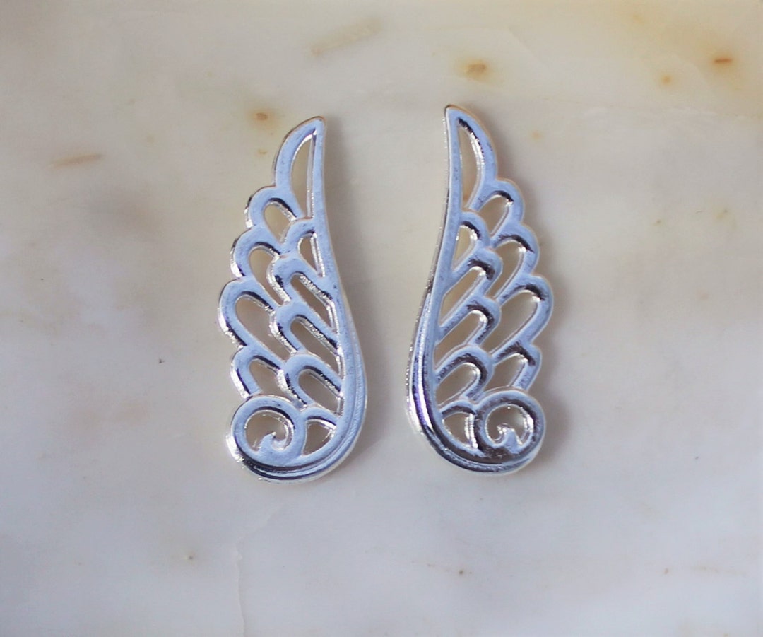 20/40/80 PCS Bright Silver Filigree Angel Wing Pendants - 24x10mm ...