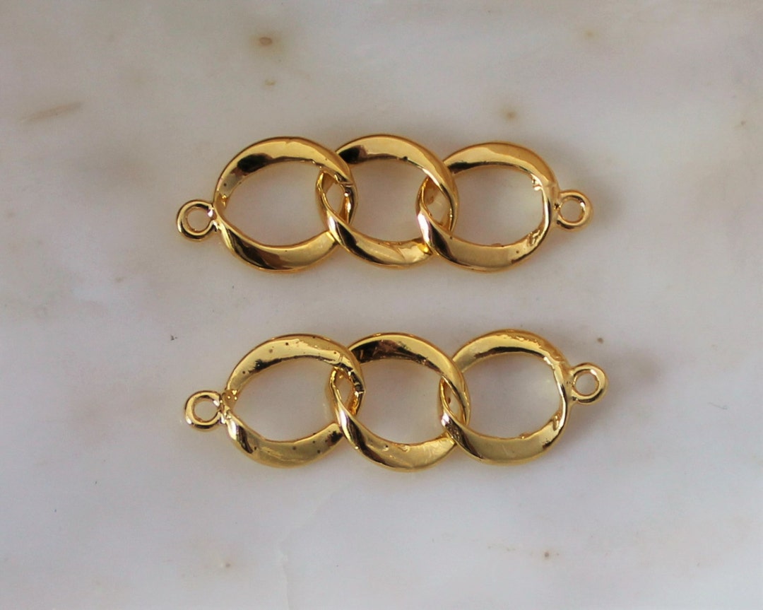 4/8/16 PCS Bright Gold 3 Linked Rings Pendants - 24x7mm Lead Free - Etsy