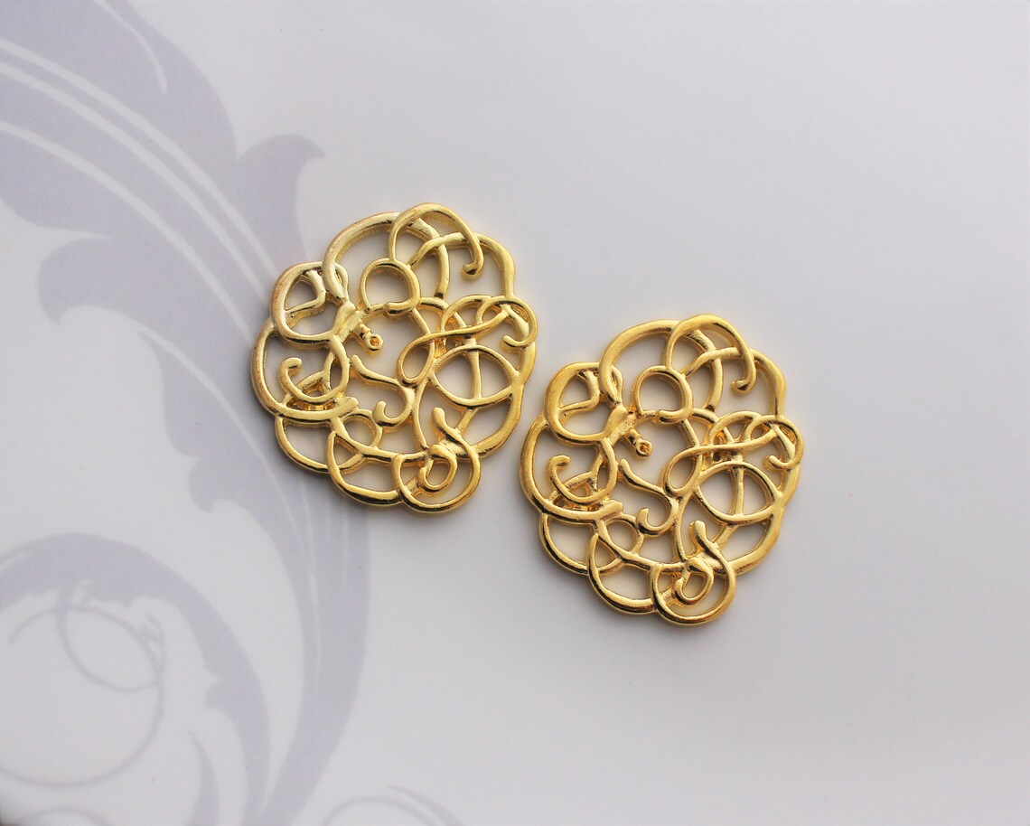 10/20/50 PCS Bright Gold Lacey Scroll Knot Connector Charms - Etsy