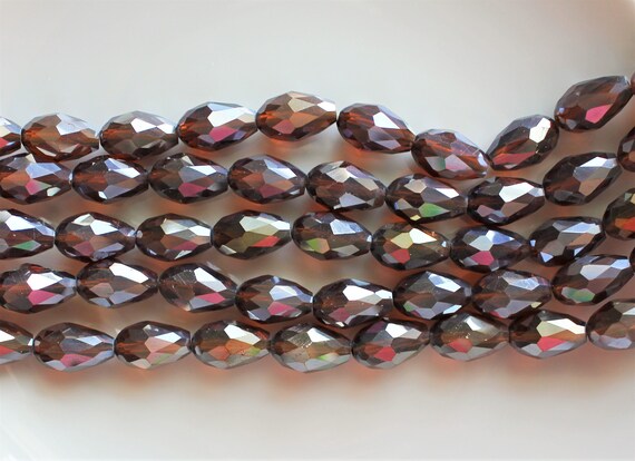 10/20/50 Pcs Iridescent Topaz and Metallic Gold Faceted Glass | Etsy