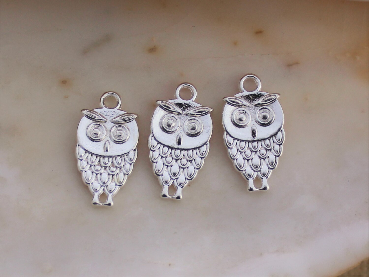 15/30/50 Pcs Bright Silver Tiny Owl Pendants 18x10mm Lead | Etsy