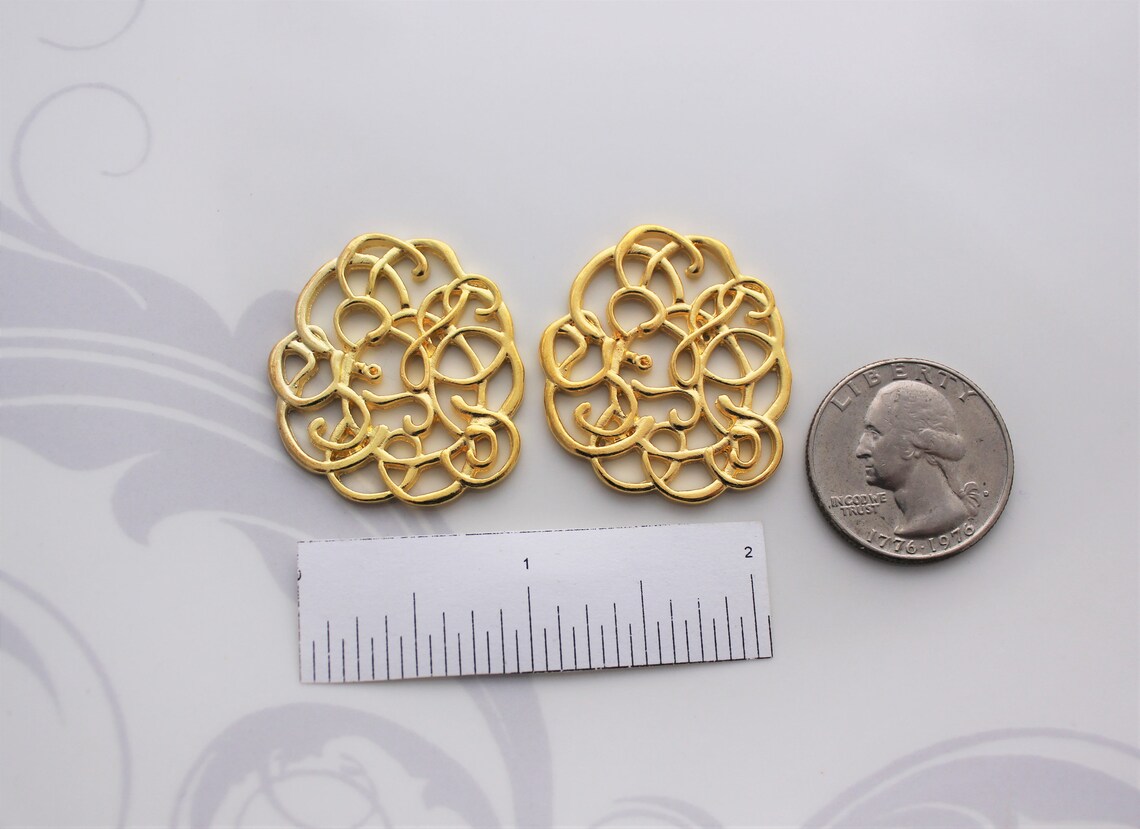 10/20/50 PCS Bright Gold Lacey Scroll Knot Connector Charms - Etsy
