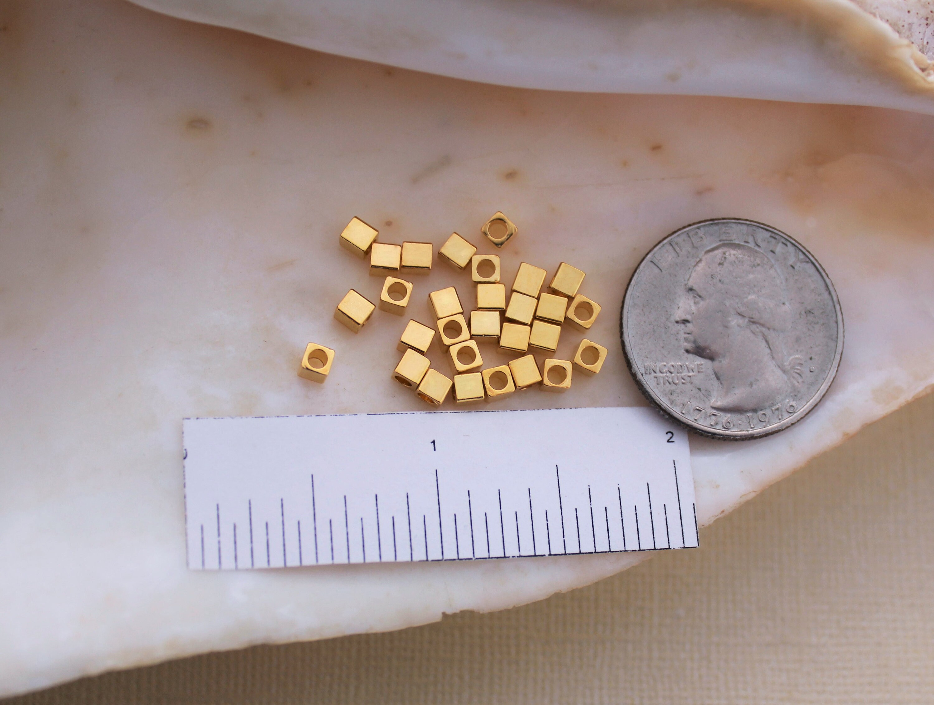 50/100 PCS Tiny Bright Gold Cube Bead Charms 3x3mm Lead Free | Etsy