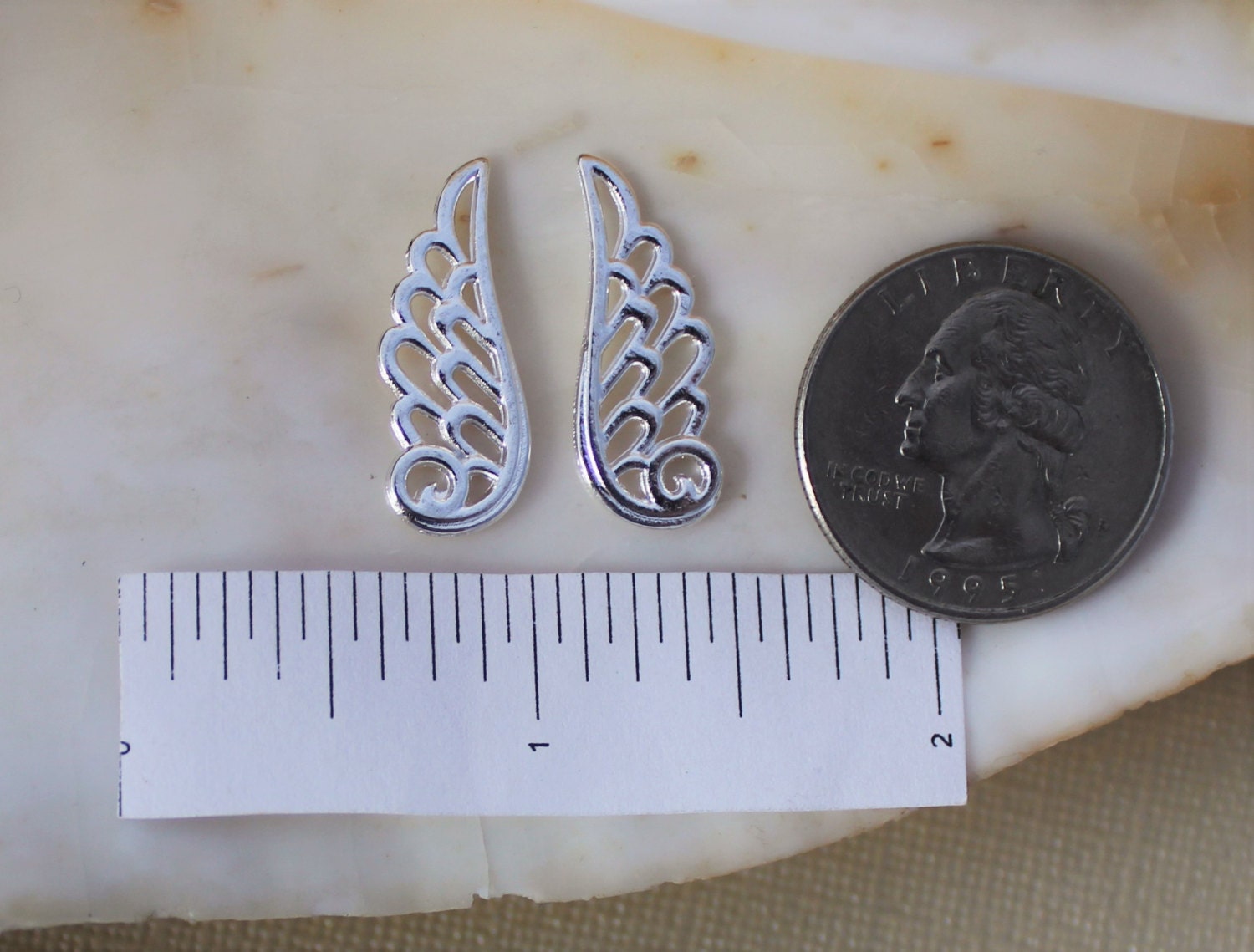20/40/80 PCS Bright Silver Filigree Angel Wing Pendants - 24x10mm ...