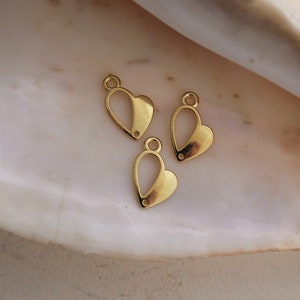 25/50/100 PCS Tiny Bright Gold Half Filled Heart Outline Connector ...