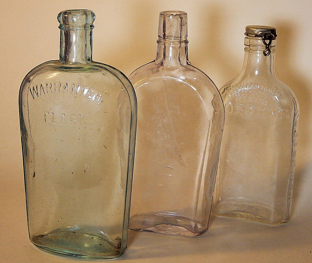 3 Vintage Booze Flasks - Etsy