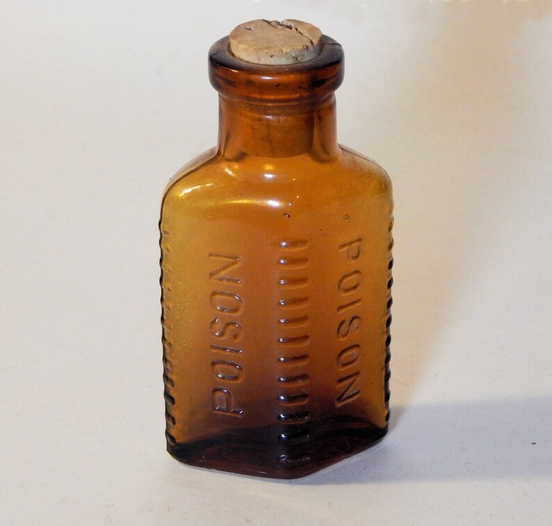 Curio Vintage Poison Bottle Amber Glass - Etsy