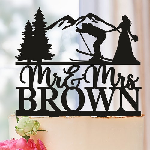 Winter Skiing Ski Lift Cake Topper Couple Bride and Groom - Etsy