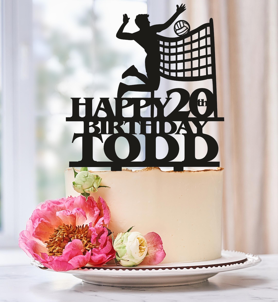 Volleyball Player Birthday Cake Topper, Male Volleyball Cake Topper ...